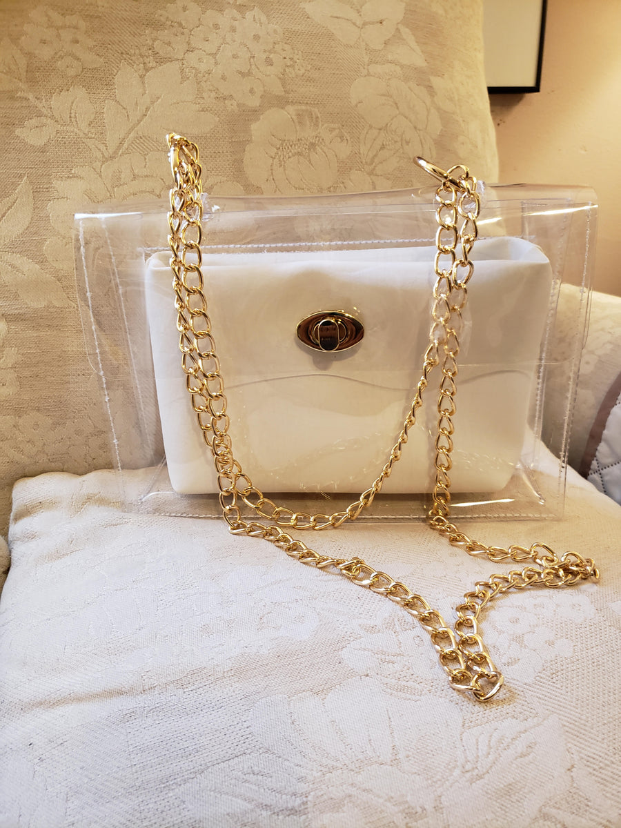 The Society Inc Clear Vinyl and Faux Leather Crossbody Purse – BLR ...